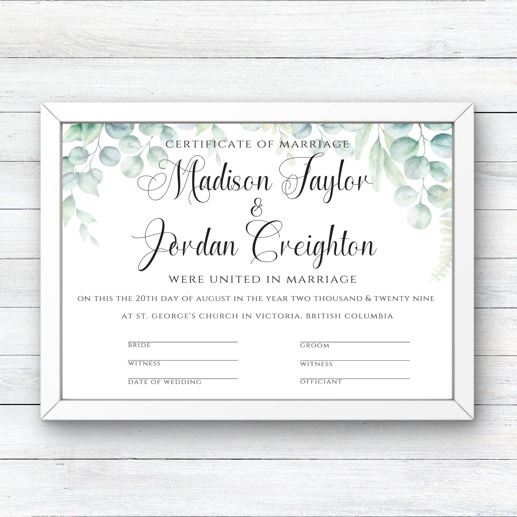 Editable Wedding Certificate Template Marriage Certificate - Etsy