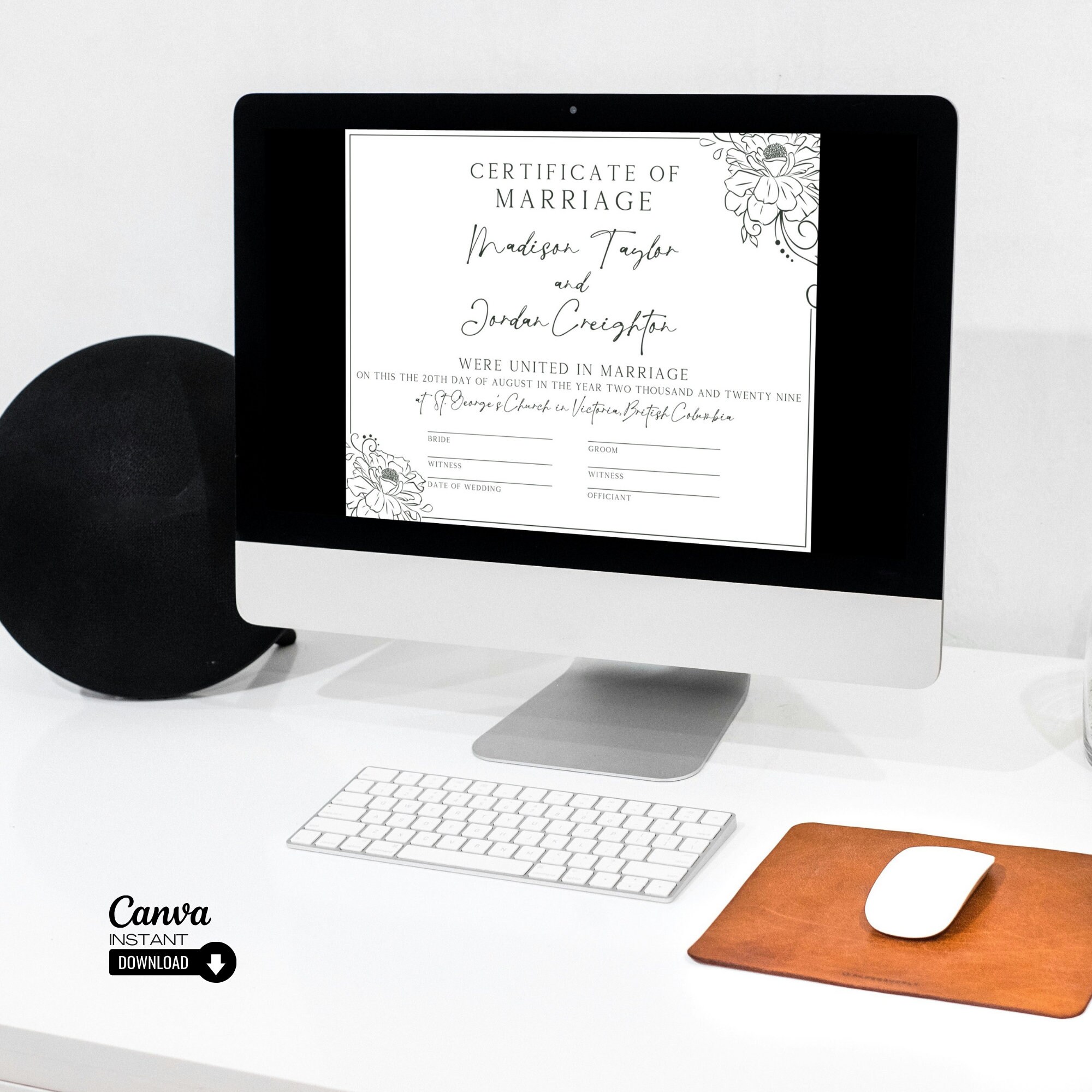 Editable Wedding Certificate Template: Earth Tone Floral Design (canva ...