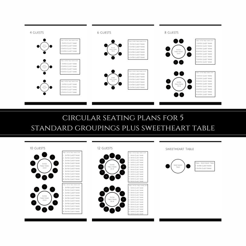 Editable Wedding Seating Chart Planner: Canva Template (digital ...