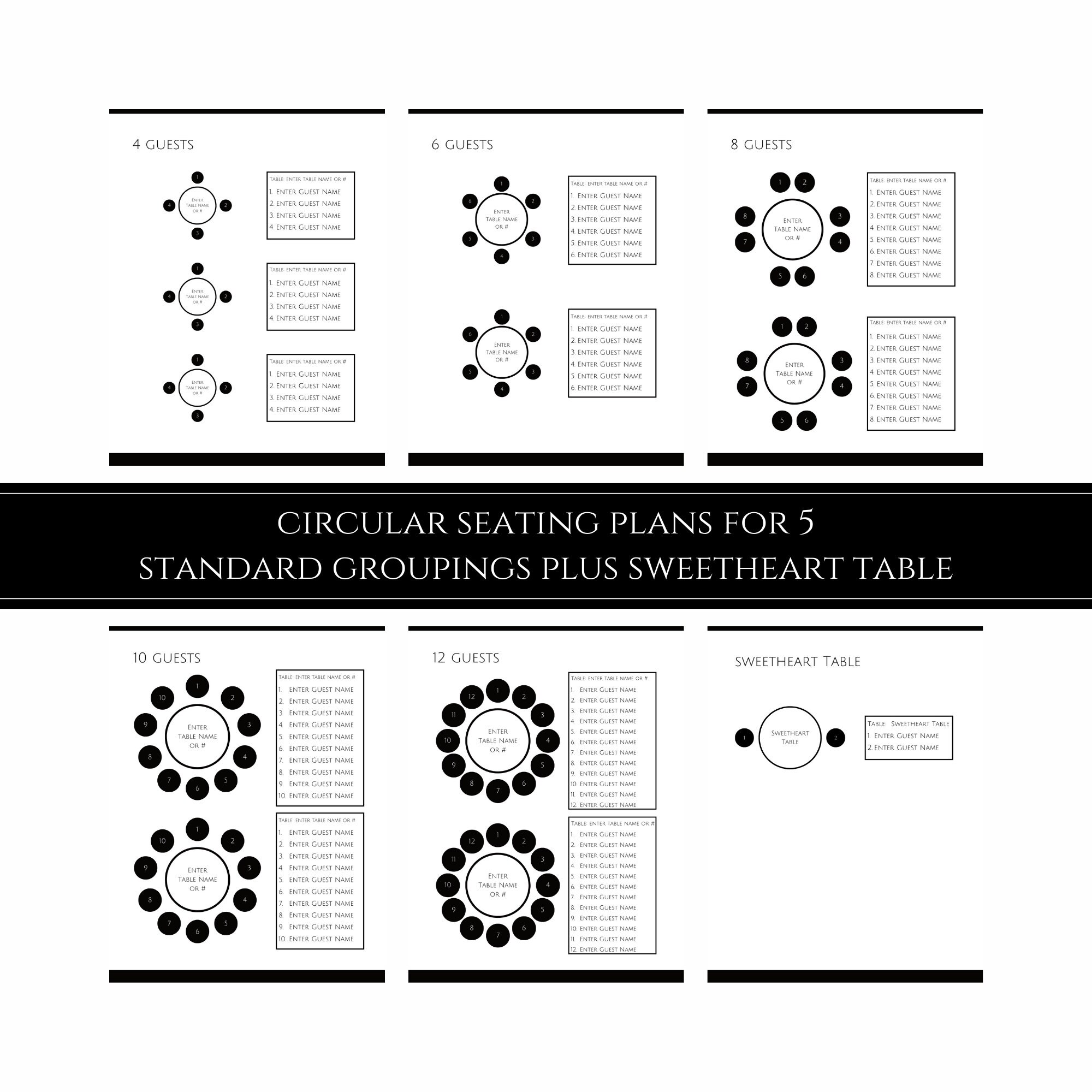 Editable Wedding Seating Chart Planner, Printable Seating Plan, Seating ...