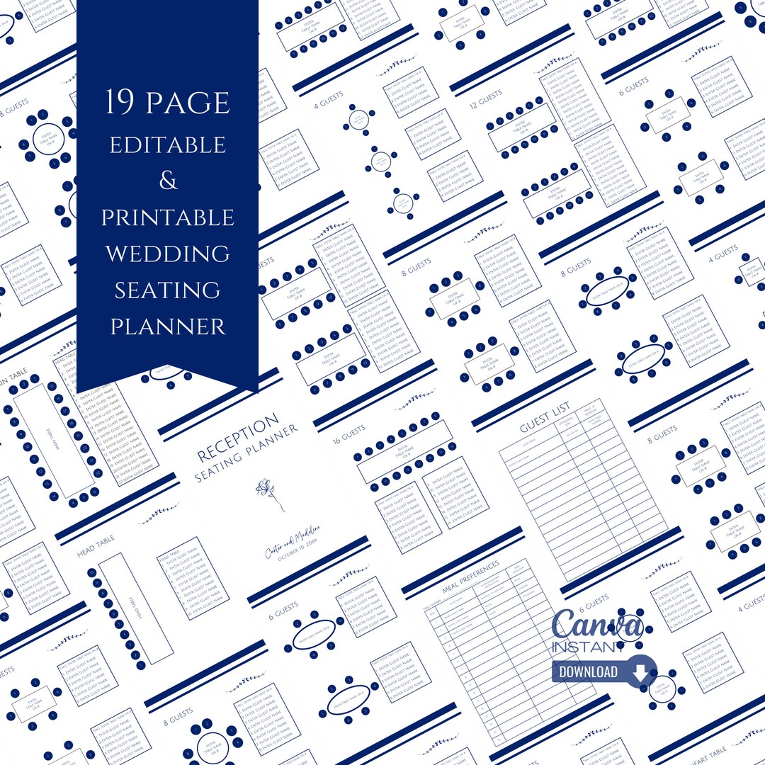 Editable Wedding Seating Chart Planner, Printable Seating Plan, Seating ...