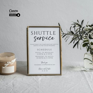 Editable Wedding Shuttle Service Sign Template, Printable Wedding ...