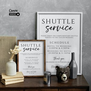Editable Wedding Shuttle Service Sign Template, Printable Wedding ...