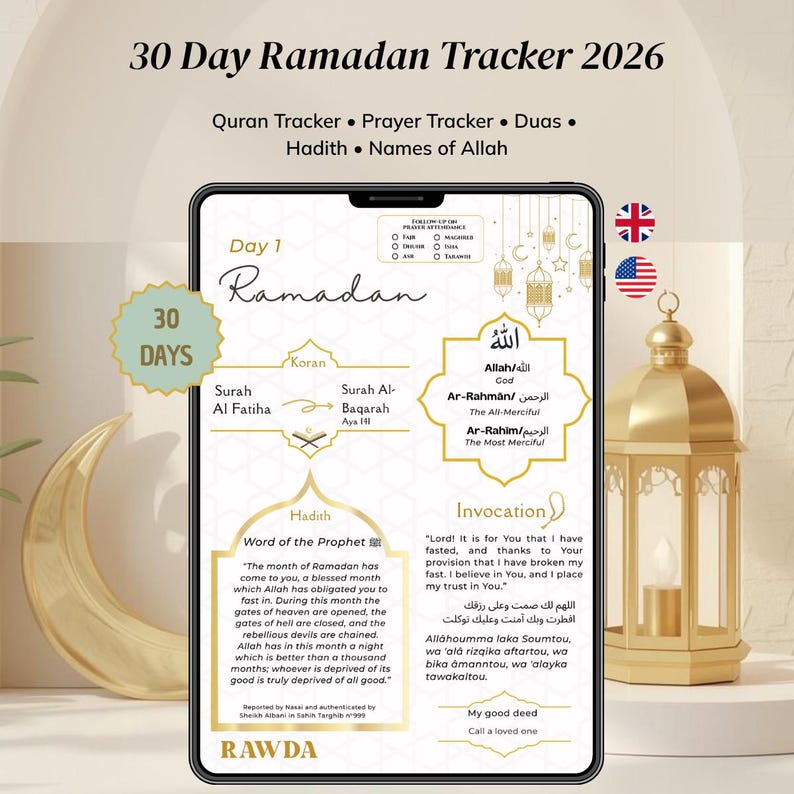 Ramadan Tracker Planner 2026 Printable PDF - Quran & Prayer Tracker ...