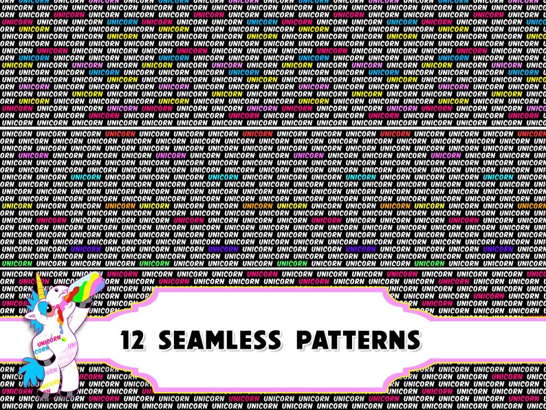 Unicorn Seamless Text Patterns Digital Paper Pack Repeating - Etsy
