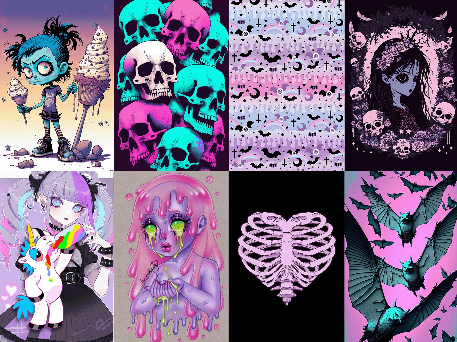 Pastel Goth Wall Collage Kit Gothic Pastel Posters Pastel - Etsy