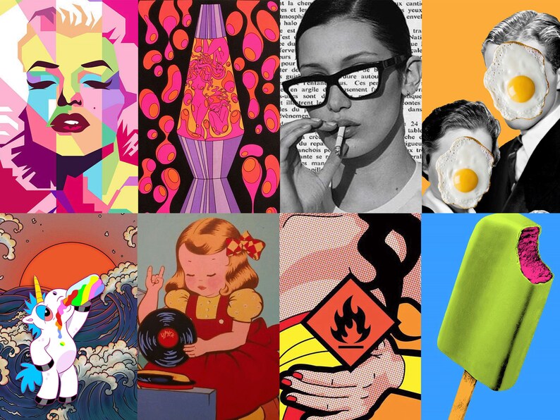 Pop Art Wall Collage Kit 101 PCS Estética Pop Art Fondo - Etsy España