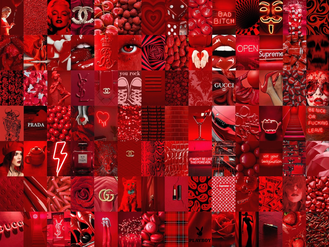 Red Wall Collage Kit 101 PCS Red Aesthetics Red Wallpaper - Etsy