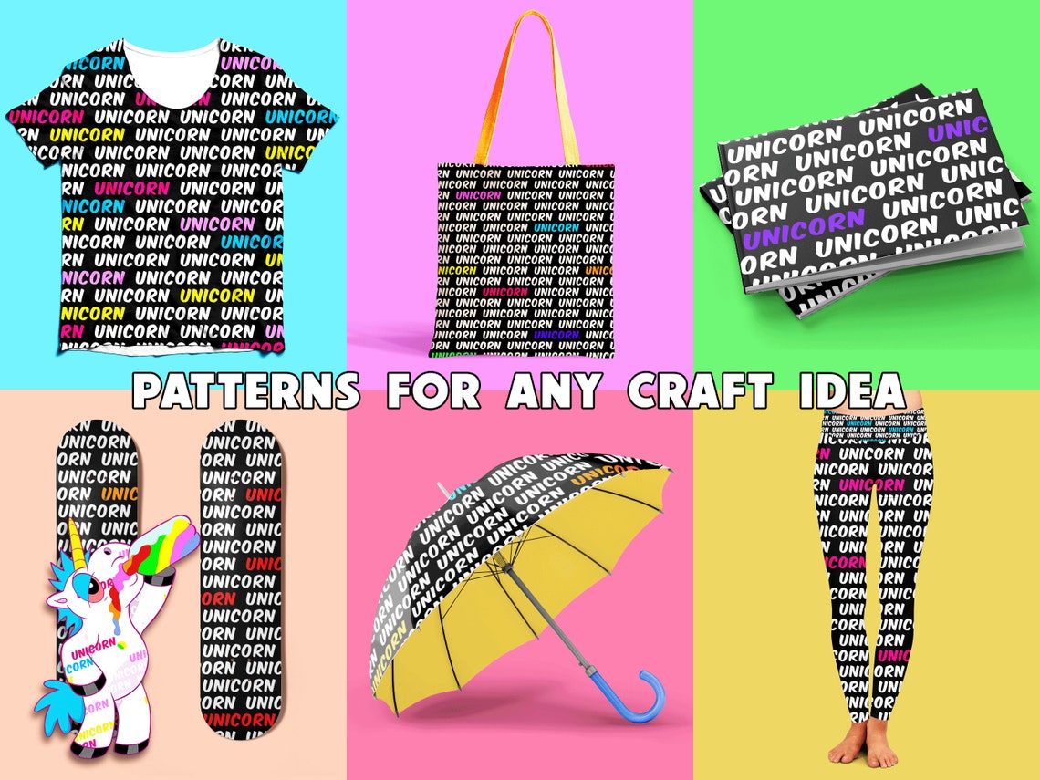 Unicorn Seamless Text Patterns Digital Paper Pack Repeating - Etsy