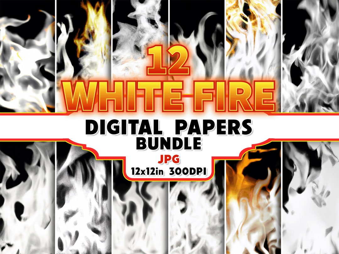 White Fire Digital Papers White Flames Wallpaper Fire - Etsy