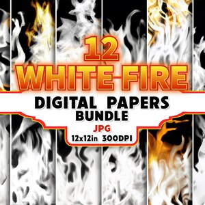 White Fire Digital Papers White Flames Wallpaper Fire - Etsy