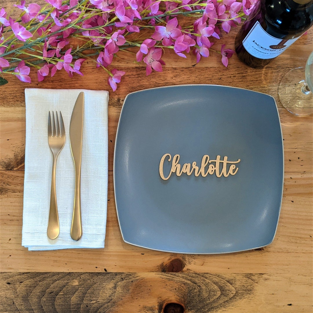 Table Place Settings, Laser Cut Names, Wood Place Cards, Wedding Table ...