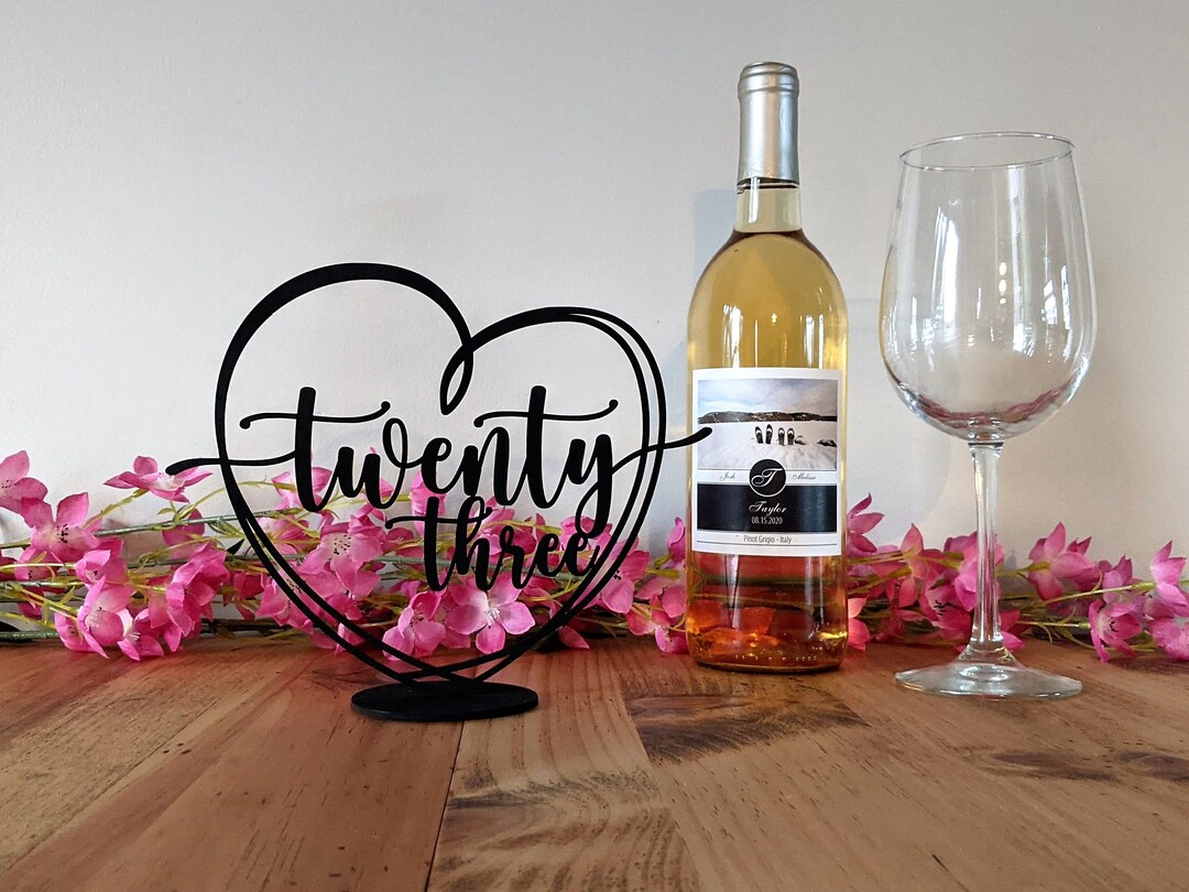 Heart Table Numbers for Wedding, Round Table Numbers With Base, Wooden ...