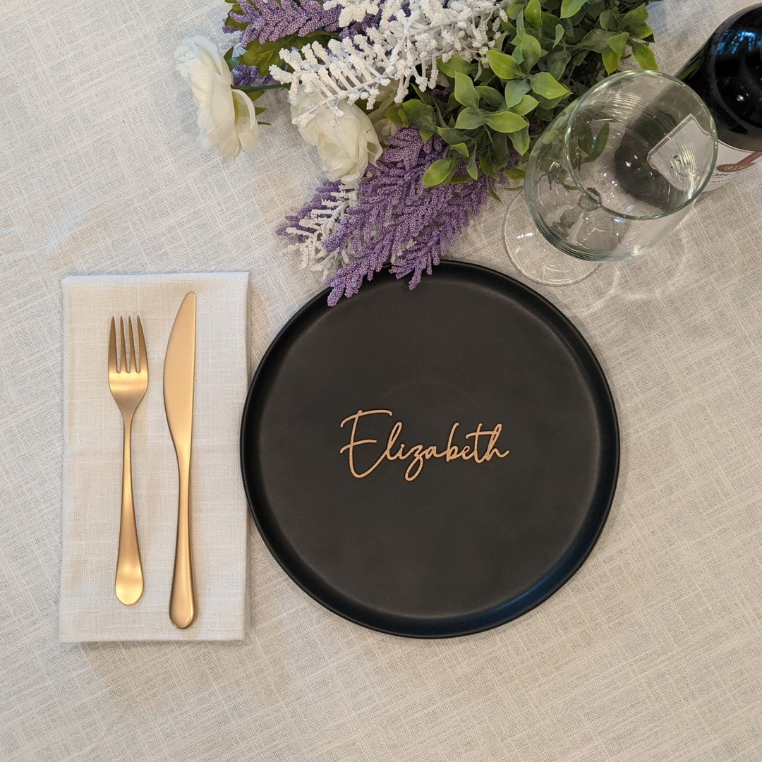 Gold Name Place Settings: Wooden Place Cards and Wedding Table Names ...