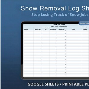 Snow Removal Log Sheet Template – Snow Plow Service Log Spreadsheet ...