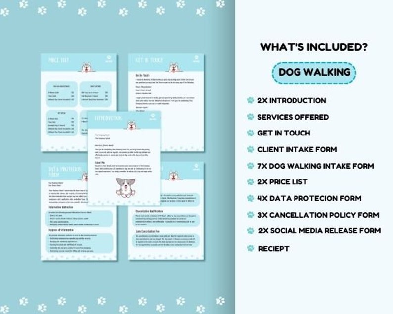 Printable Dog Walking Forms, Customizable Dog Report Card, Editable Pet ...