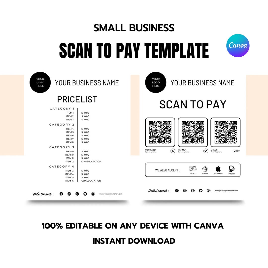 Touch-free Payment Display Template, QR Code Business Sign ...
