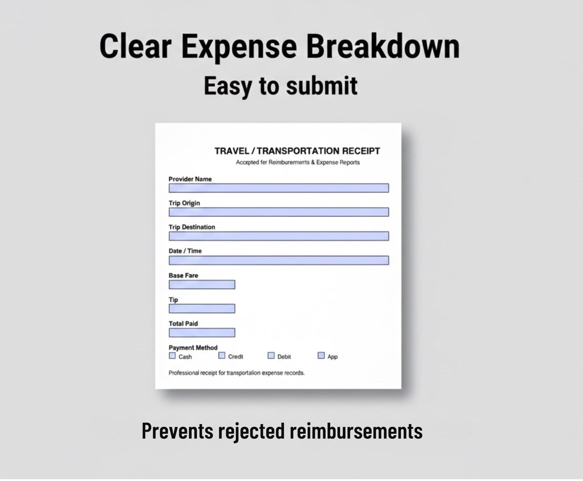 Travel Receipt Template – Transportation Expense Receipt for ...