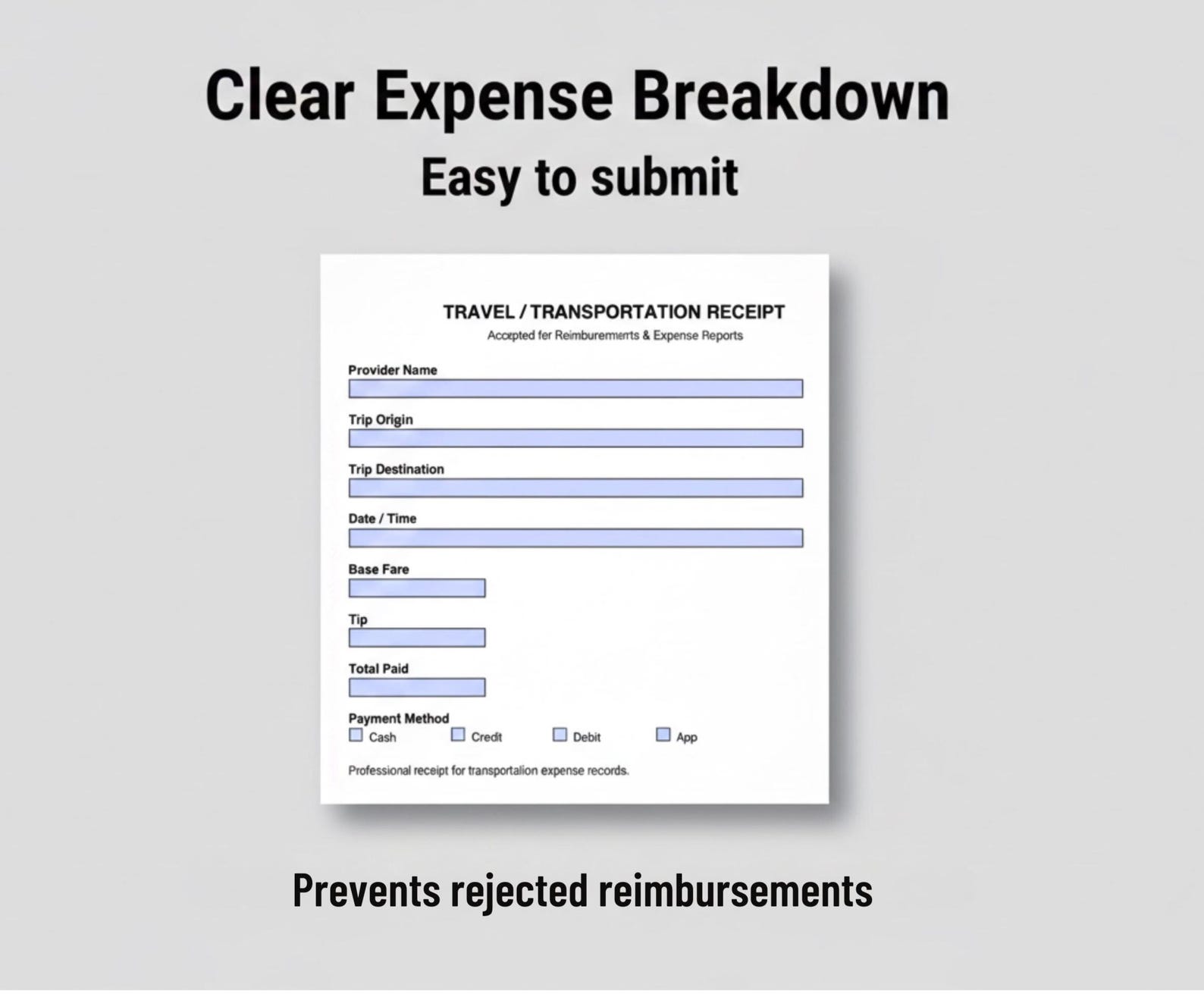Travel Receipt Template – Transportation Expense Receipt for ...