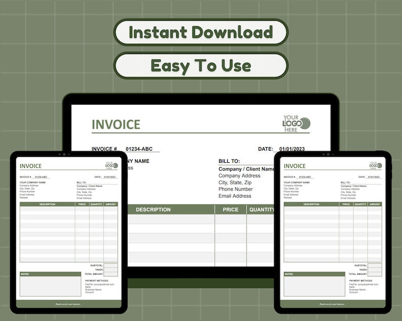 Microsoft Excel Invoice Template, Editable Invoice, Business Invoice ...