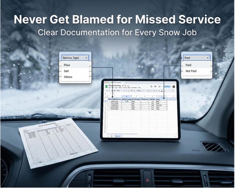 Snow Removal Log Sheet Template – Snow Plow Service Log Spreadsheet ...