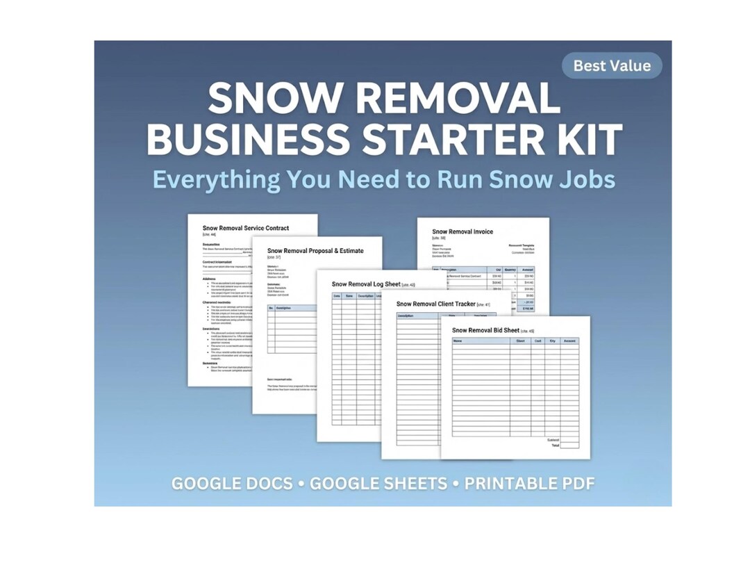 Snow Removal Business Starter Kit – Contract, Invoice, Proposal, Bid ...