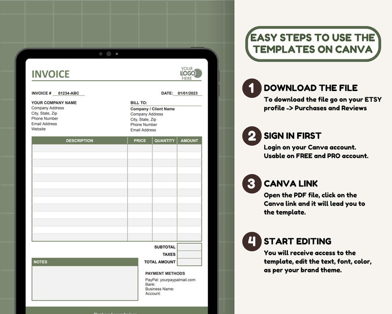 Microsoft Excel Invoice Template, Editable Invoice, Business Invoice ...