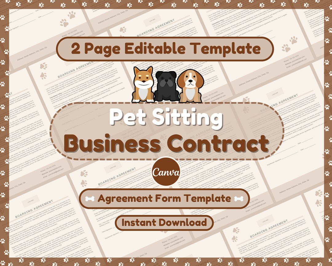 Dog Boarding Business Service Agreement/contract Template, Home ...