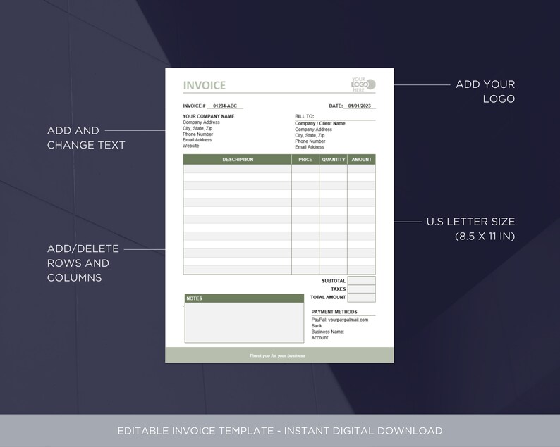 Invoice Template Bundle Editable Invoice Business Invoice - Etsy Invoice Template Bundle Editable Invoice Business Invoice - Etsy