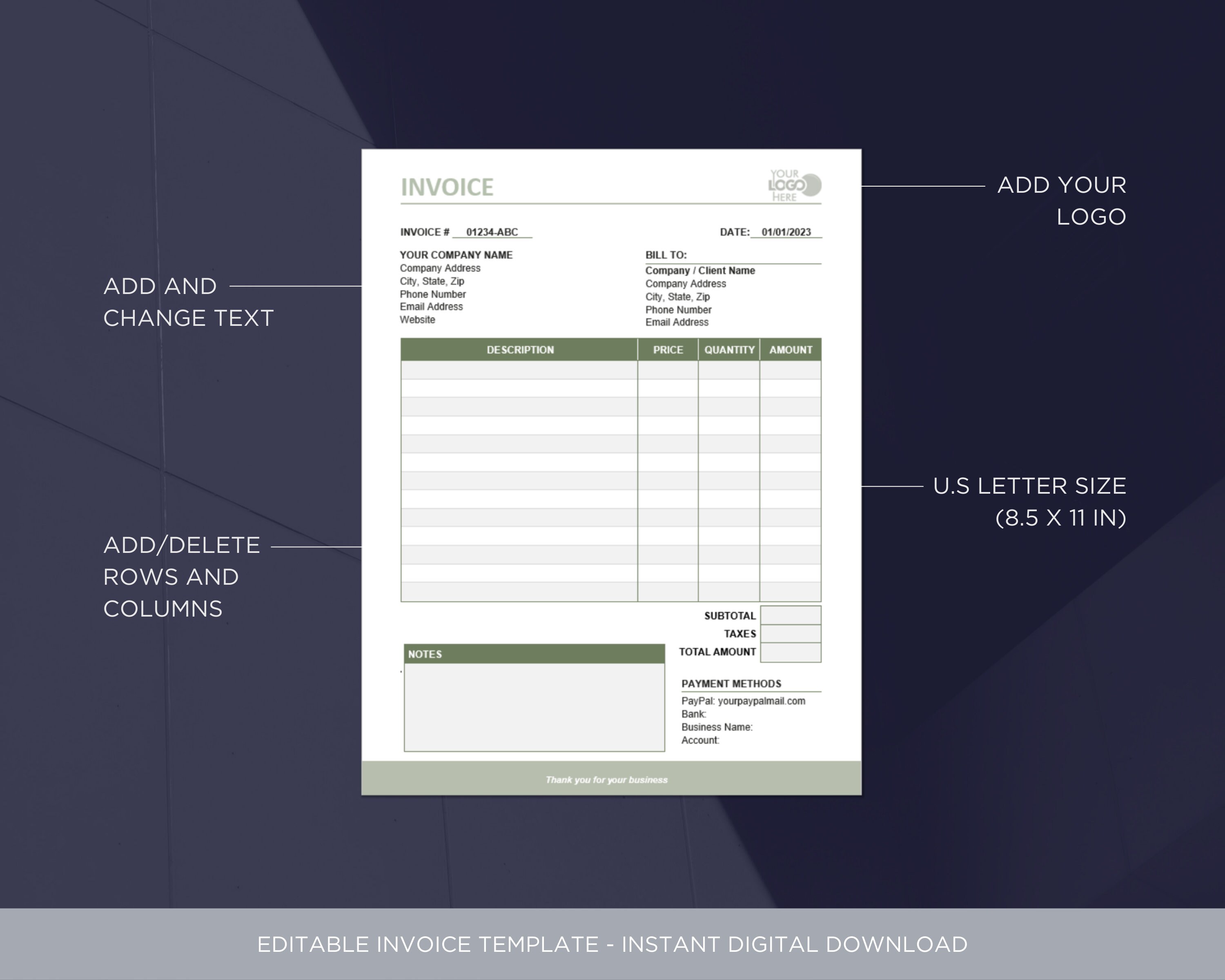Invoice Template Bundle Editable Invoice Business Invoice - Etsy