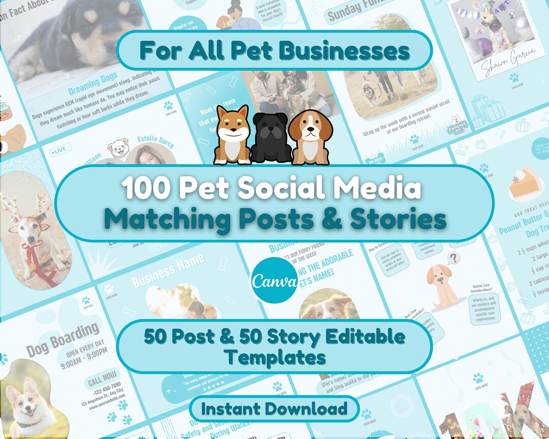 Engaging Professional Pet Daycare Social Media Templates | Editable ...