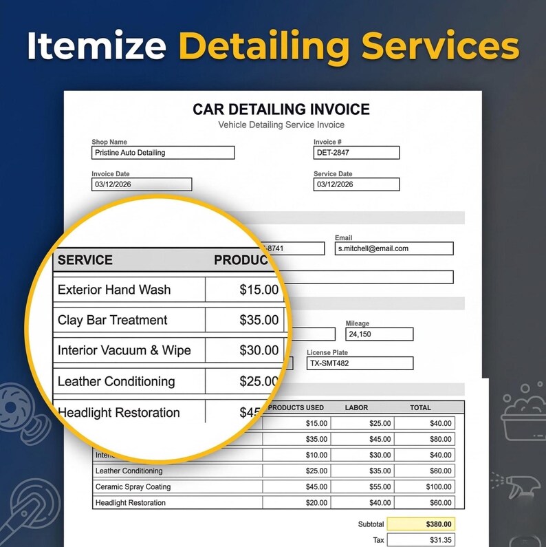 Car Detailing Invoice Template – Auto Detail Invoice Form | Vehicle ...