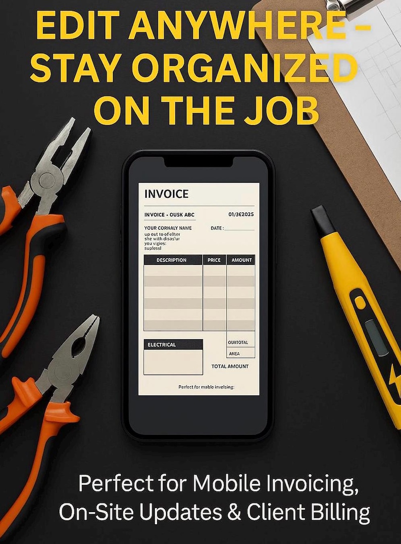 Editable Electric Service Form, Custom Electrician Invoice Sheet ...