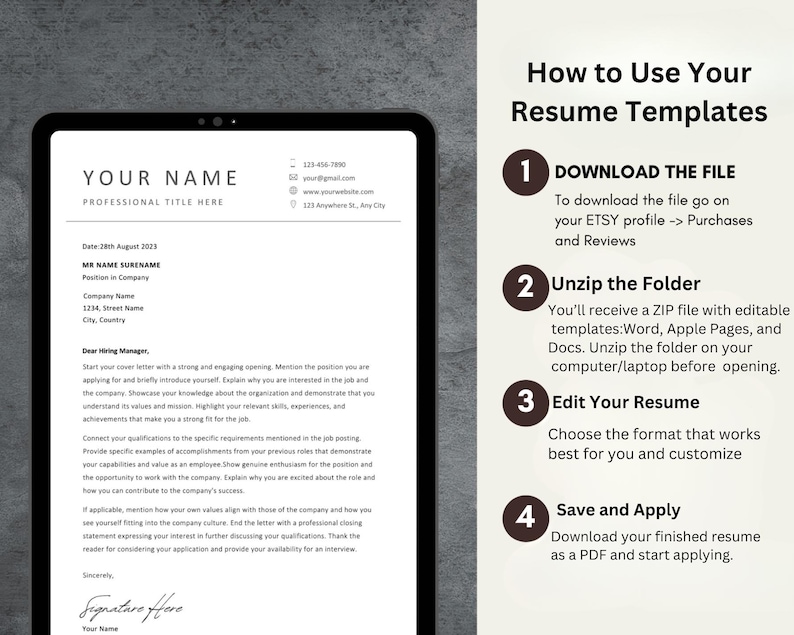Bold Sleek Executive Resume, Modern Editable Corporate CV Template ...