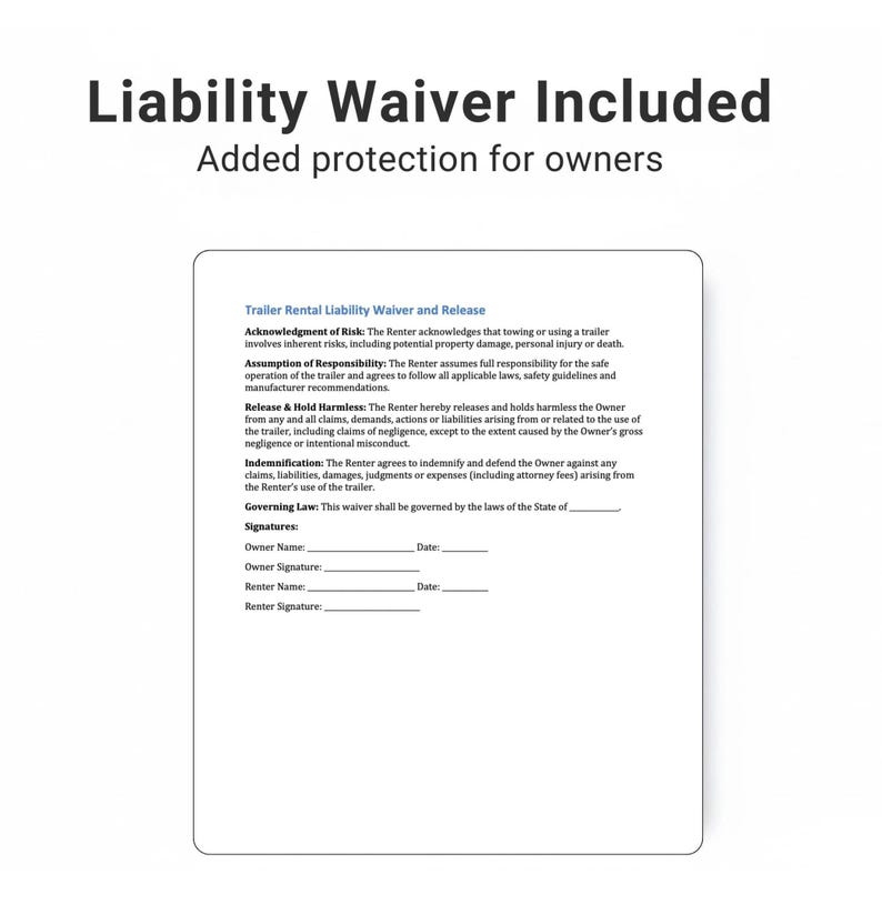 Trailer Rental Agreement Template Kit | Utility, Cargo, Dump Trailer ...