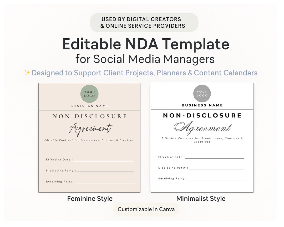 Editable SMM Nda Template, Canva Contract for Client Content & Strategy ...