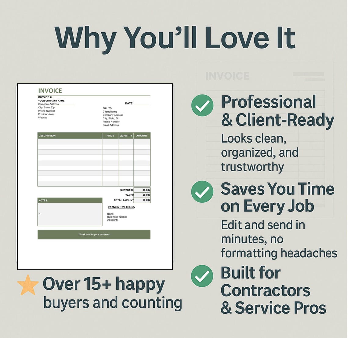 Editable HVAC Invoice Template, Google Sheets + PDF, Heating & Cooling ...