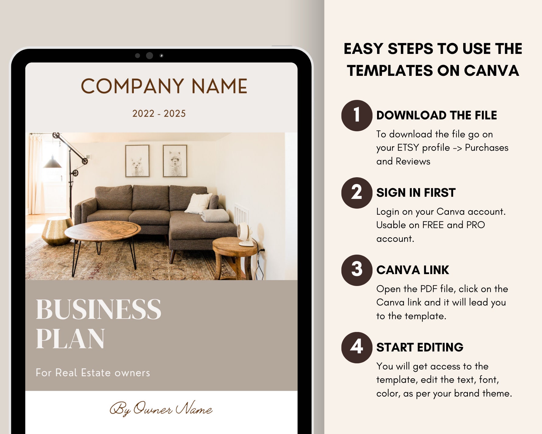 Business Plan Template, Online Start-up Business, Canva Template ...