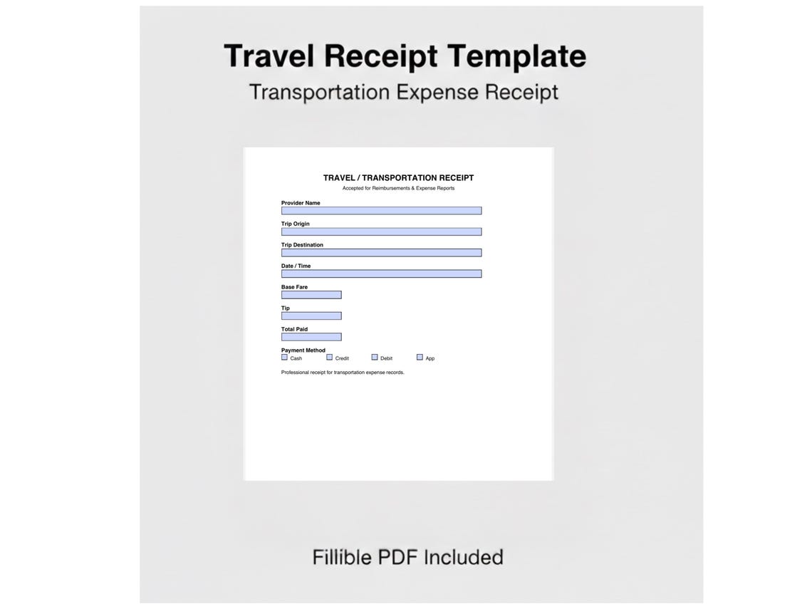 Travel Receipt Template – Transportation Expense Receipt for ...