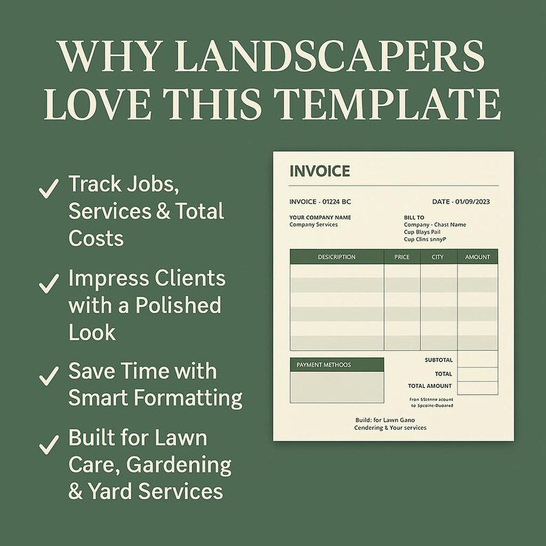Editable Lawn Service Invoice, Custom Landscaping Billing Template ...