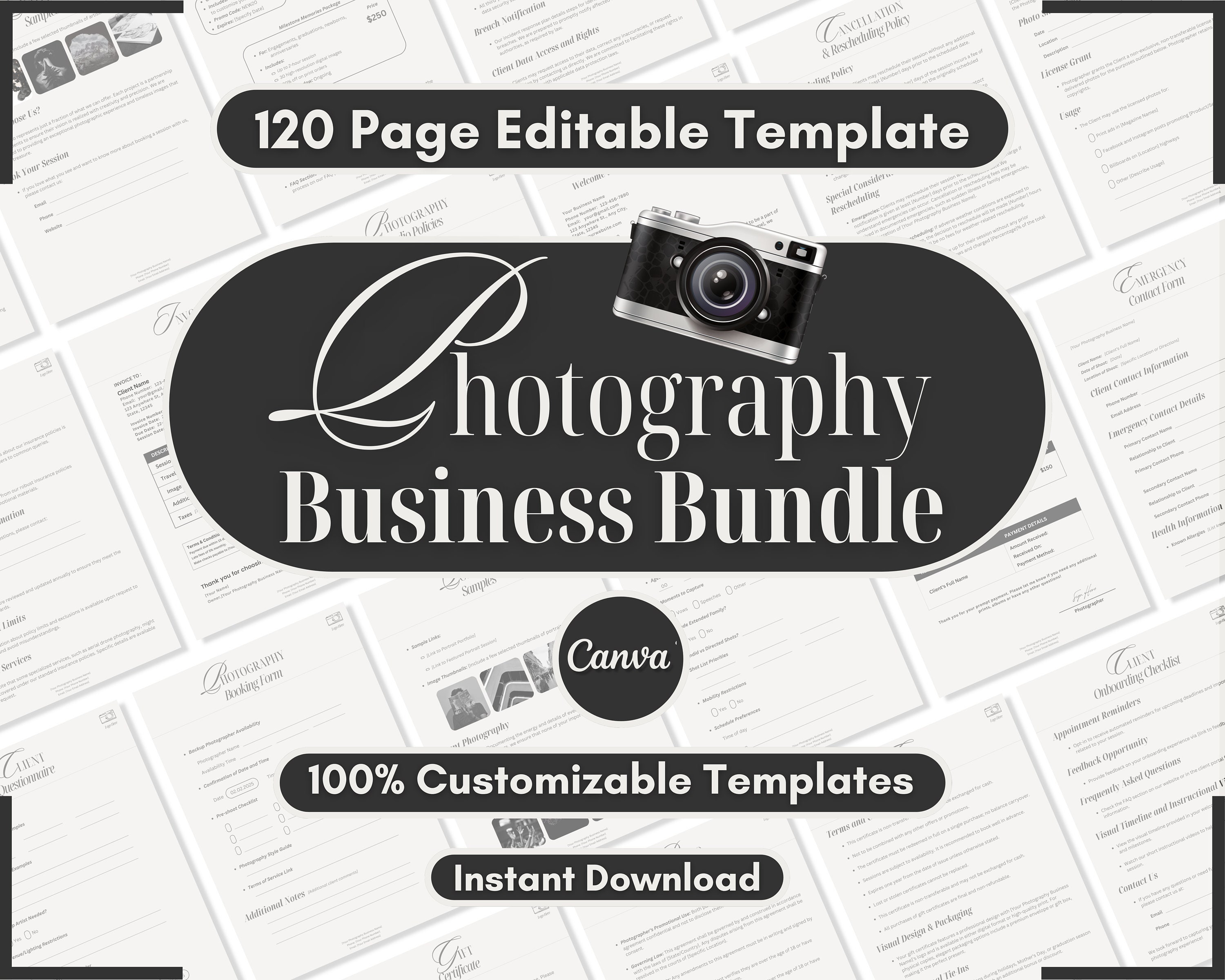 PHOTOGRAPHY BUSINESS BUNDLE, Photography Contract Templates, Editable ...