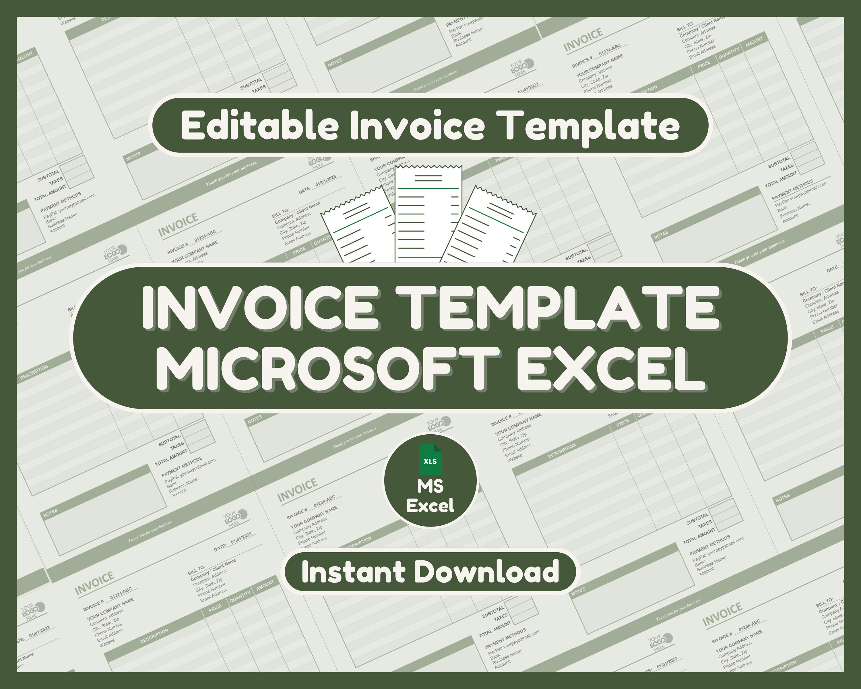 Microsoft Excel Invoice Template, Editable Invoice, Business Invoice ...
