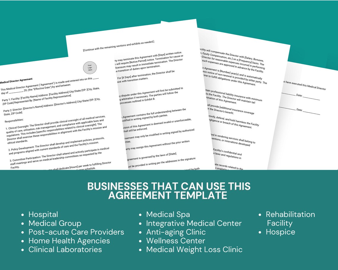 Medspa Template Medical Directors Canva Contract Agreement Form, Med ...
