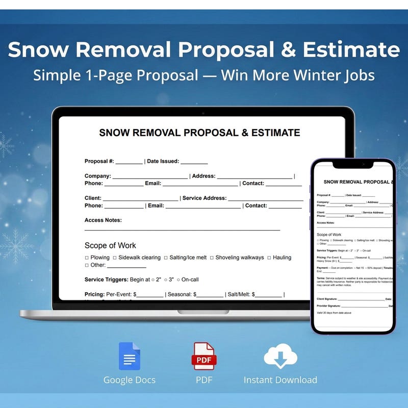 Snow Estimate Proposal - Etsy New Zealand