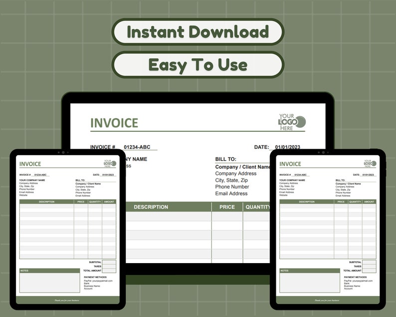 Contractor Invoice Template: Google Sheets & PDF Billing Form - Etsy