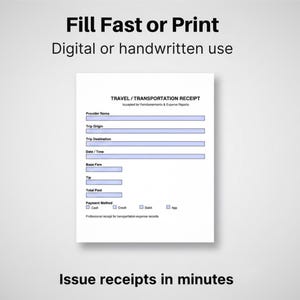Travel Receipt Template – Transportation Expense Receipt for ...