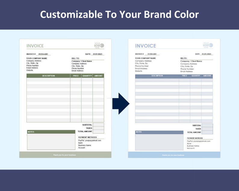 MS Excel Invoice Template, Editable Invoice, Business Invoice, Editable ...