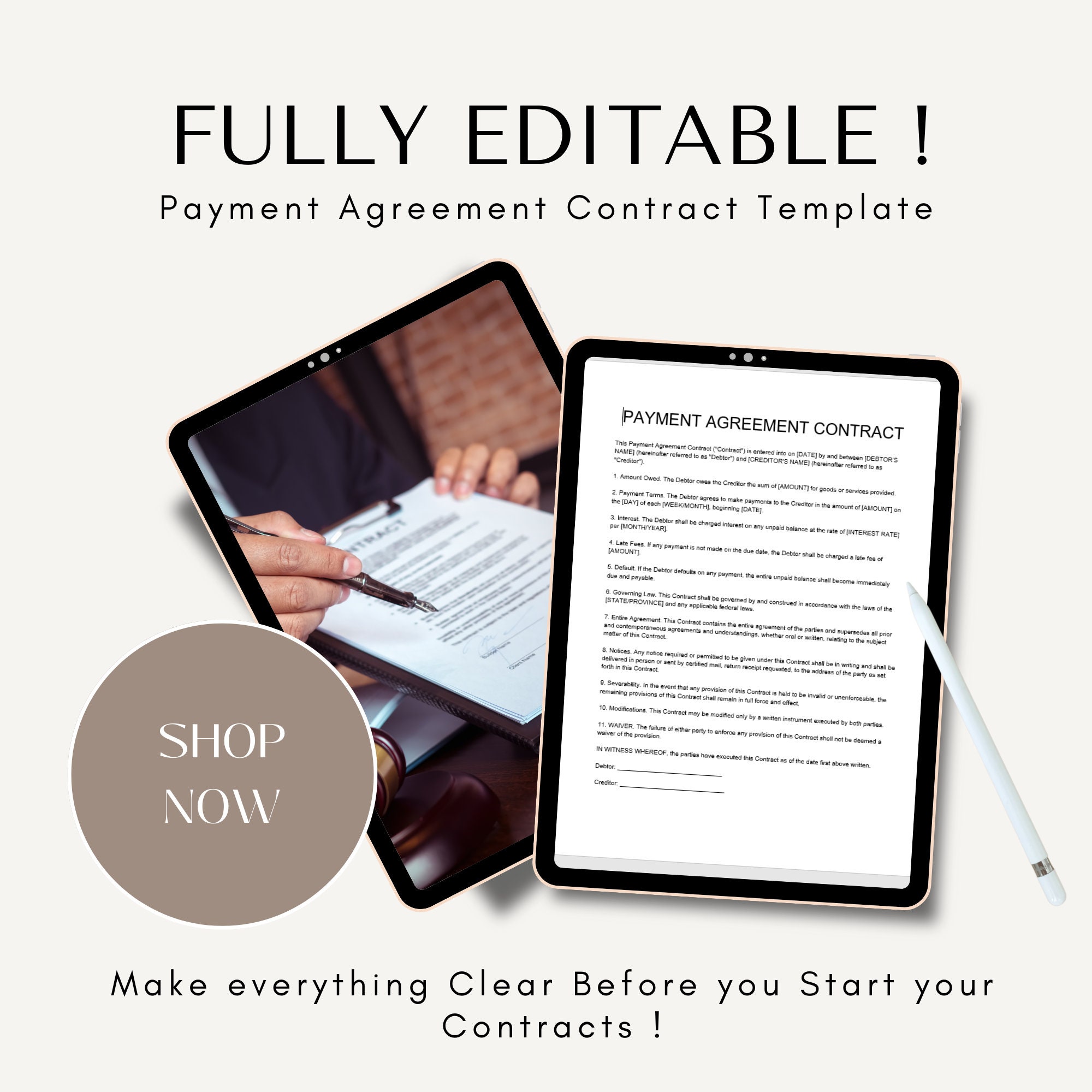 Payment Contract Template, Payment Agreement Template, Service Contract ...