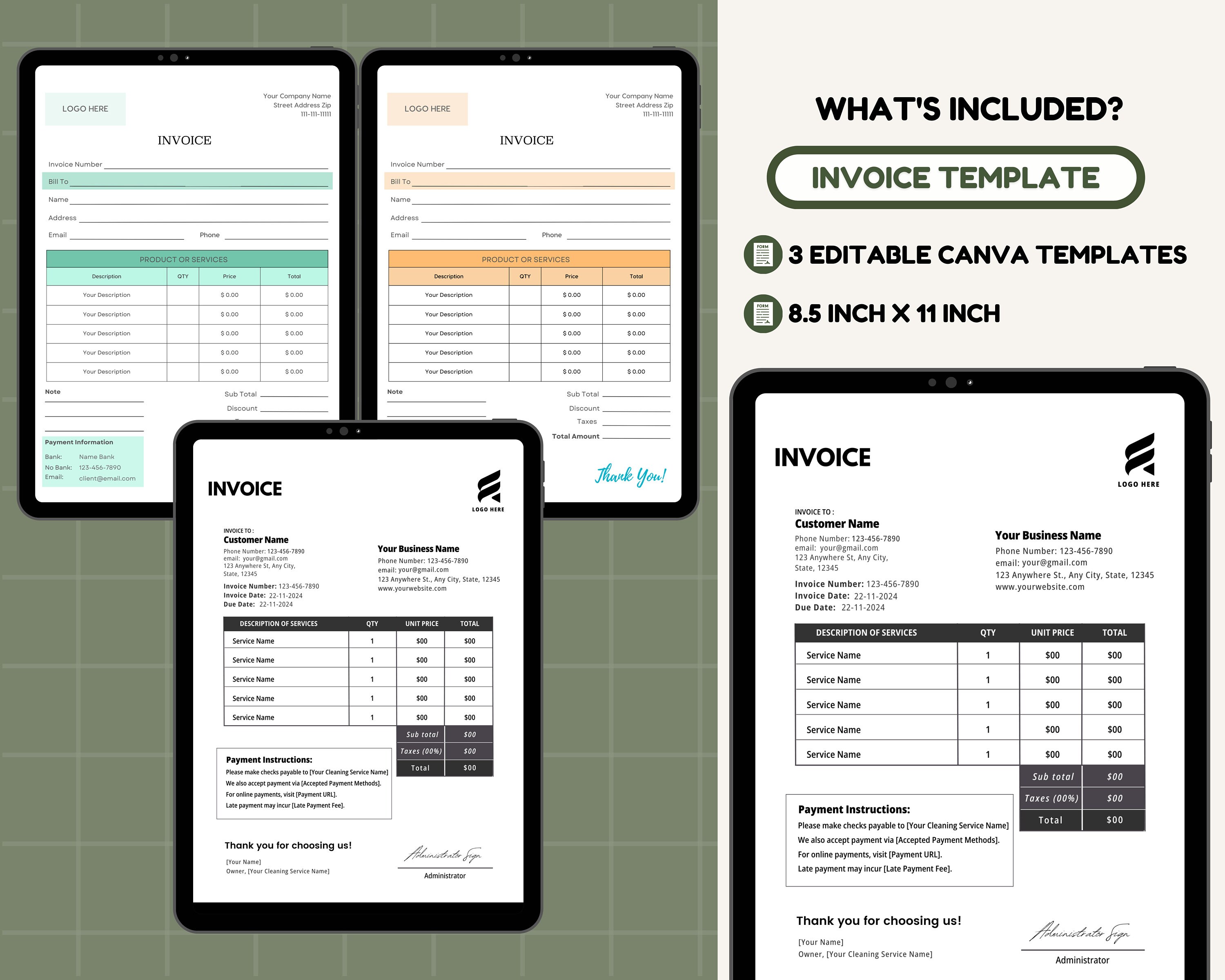 Invoice Template Minimalist Business Invoice, Small Business Editable ...