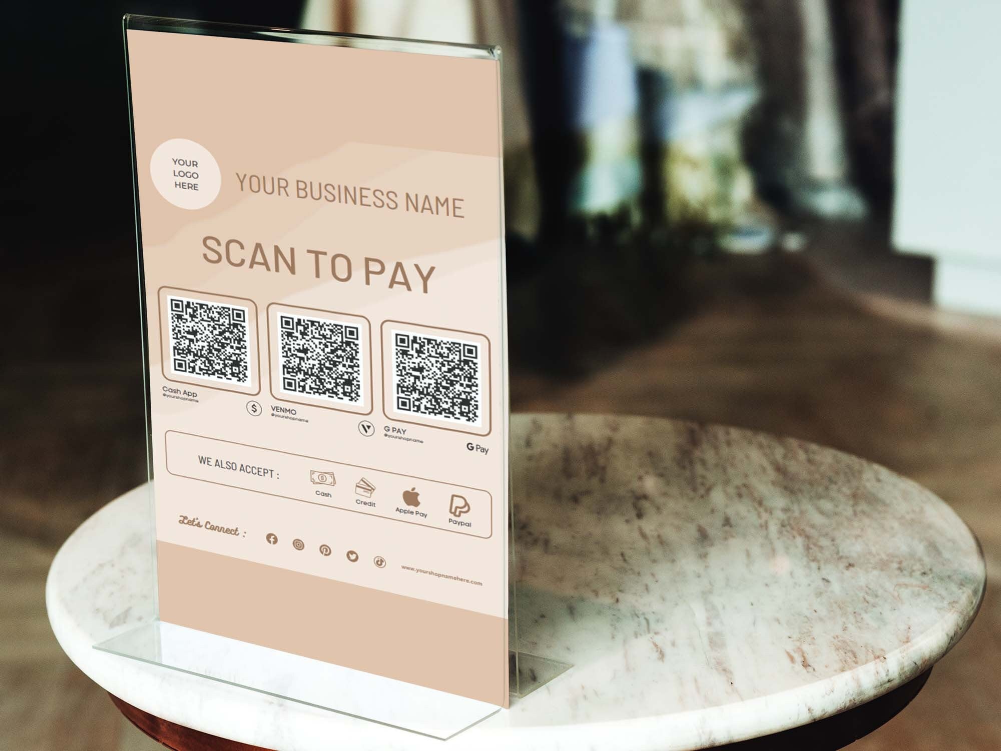 QR Code Editable Sign Store Price List Template Scan to Pay - Etsy